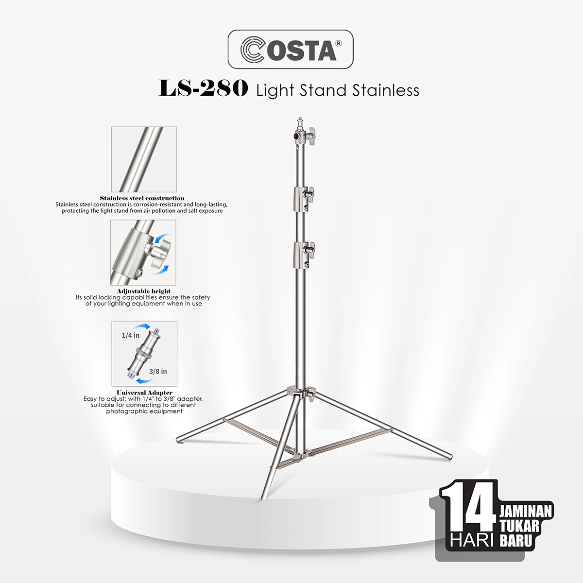 COSTA LS-280 Light Stand Stainless steel | COSTA Official Website