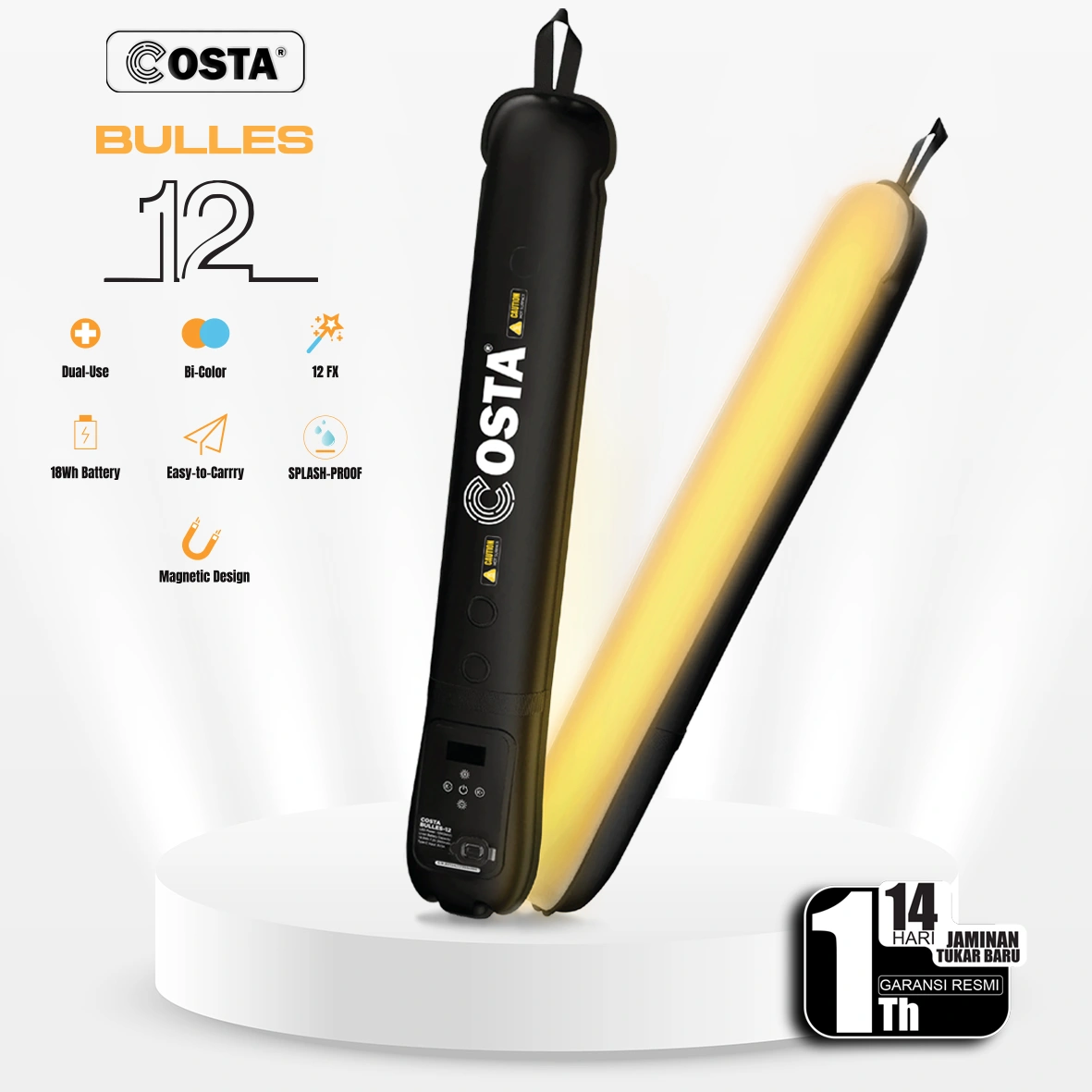 COSTA Bulles 12 Bi Color Air Tube Light Video Camera Fill Lighting all ...